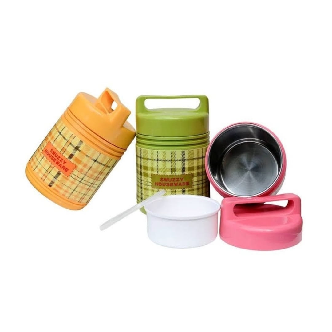 Check Design Tiffin Box 2 Layer Multicolor - Wholesalesupply