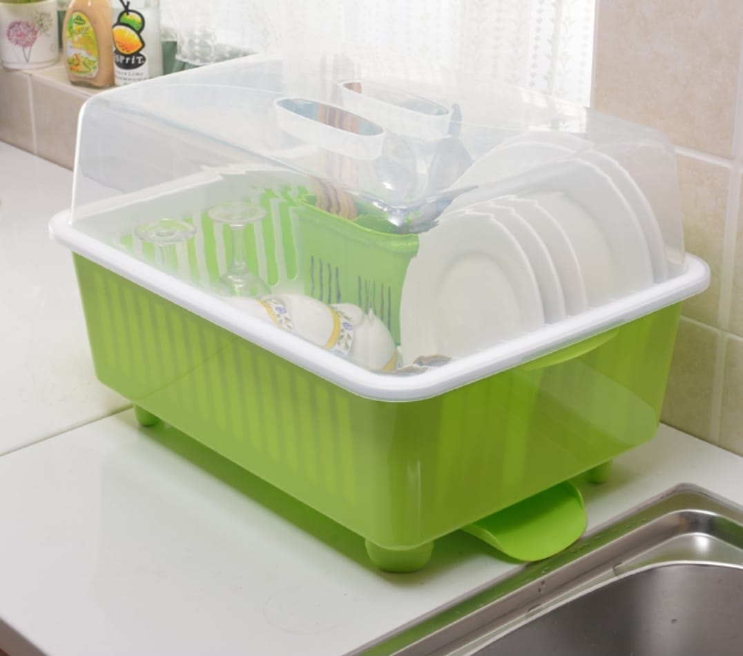 Kitchen Dish Drainer Rack And Tray Set Plastic Dish Drying Rack Sink ...